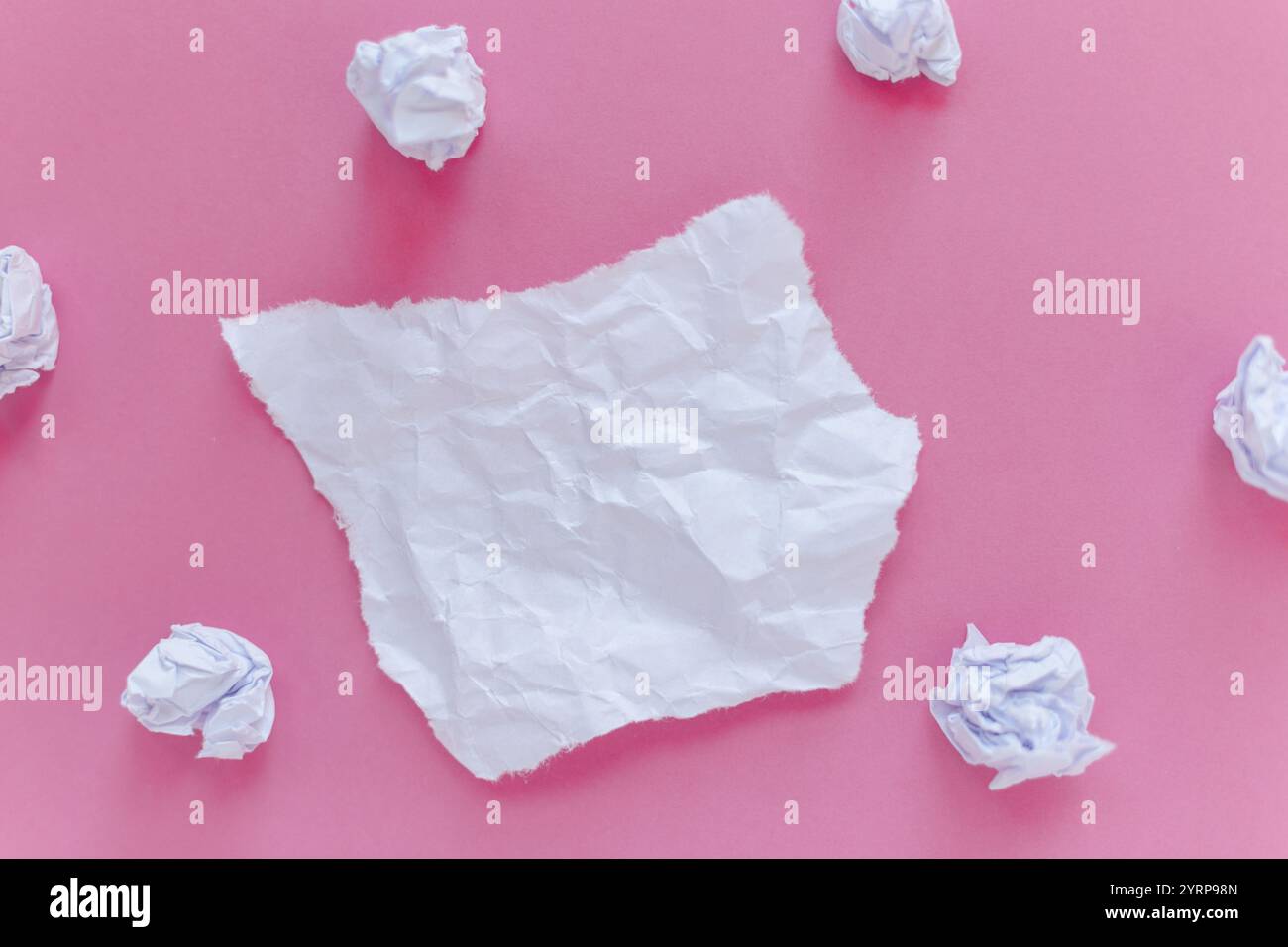 Torn crumpled paper with crumpled paper on a pink background. Free copy ...