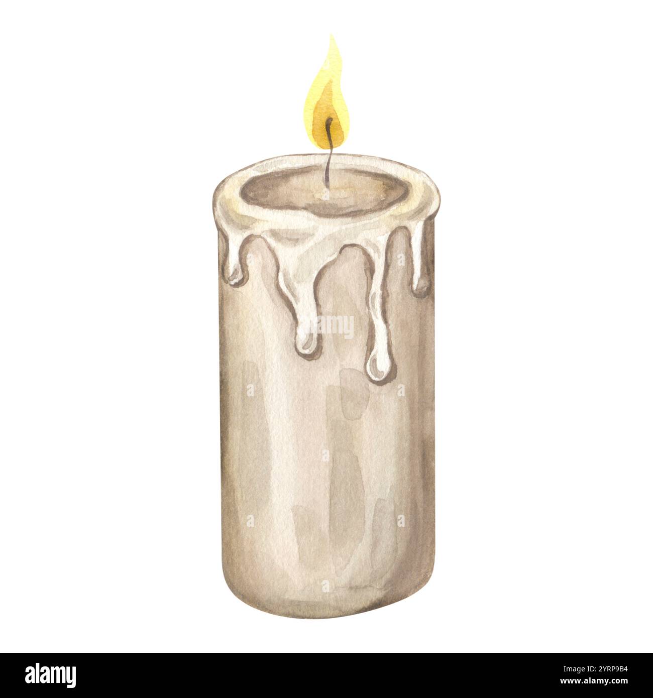 Beige burning wax candle, home christmas decoration. Candlelight design ...