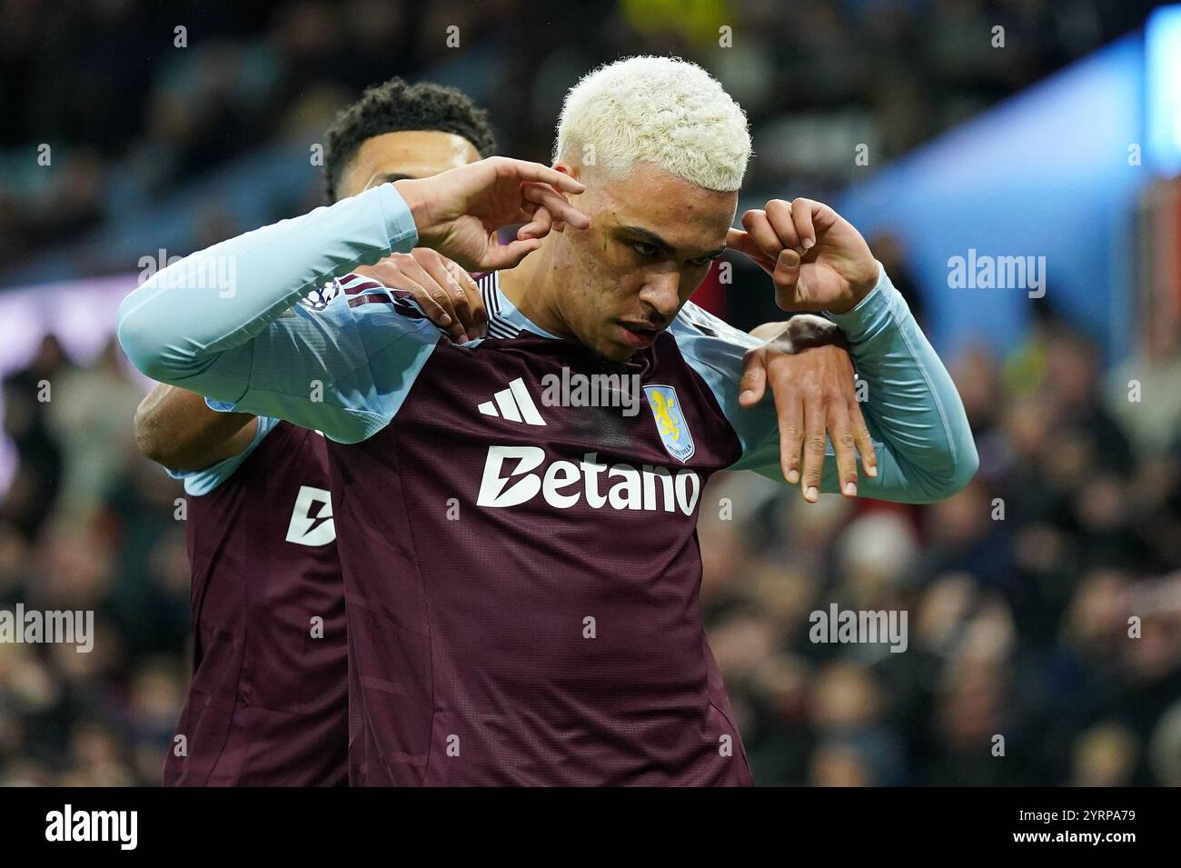 Aston Villa's Morgan Rogers celebrates after scoring the opening goal ...