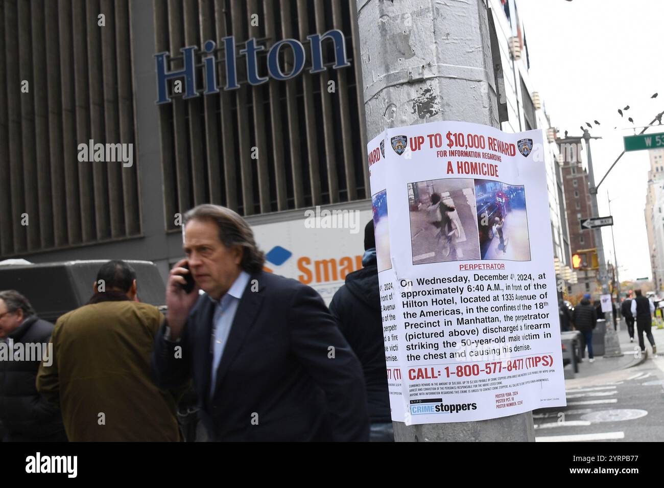 New York, USA. 04th Dec, 2024. View of the reward poster with ...
