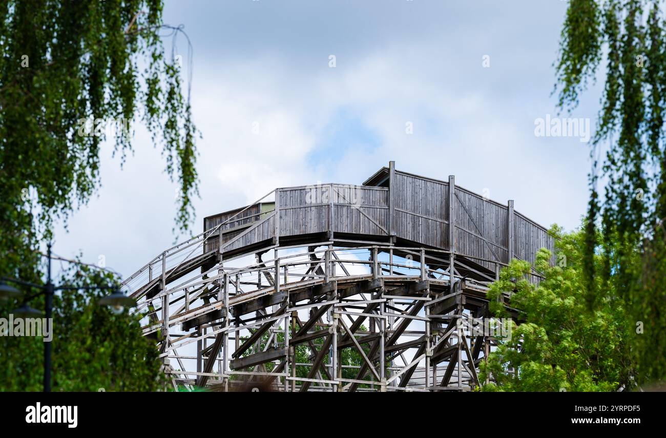 Roller coaster rails at an amusement park Stock Photo - Alamy
