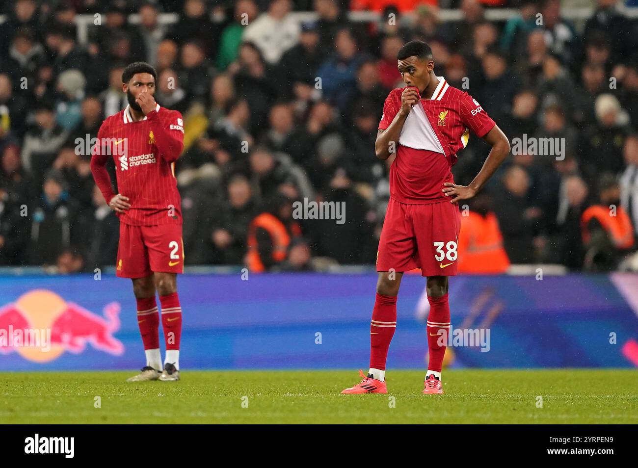 Liverpool's Ryan Gravenberch reacts after they concede a second goal ...