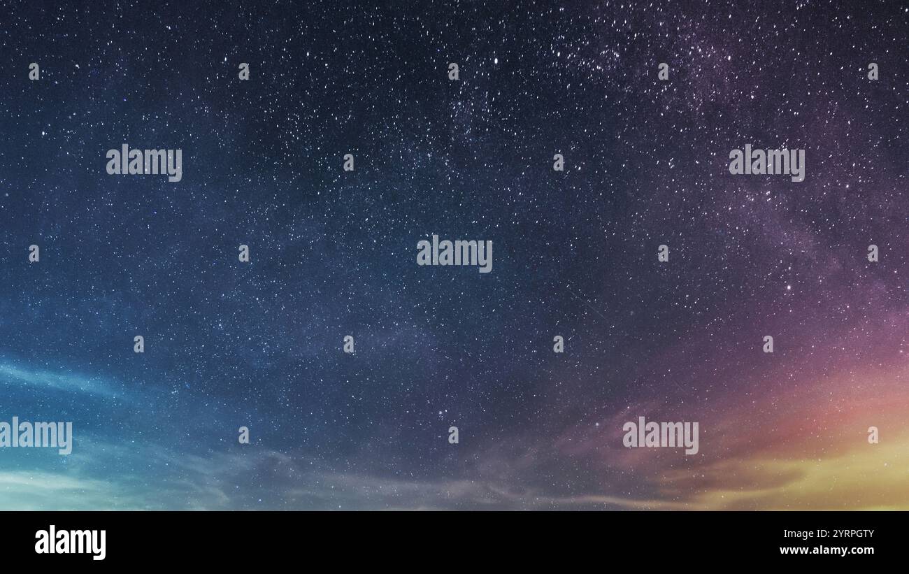 Amazing panoramic starry sky with stars and clouds. Lights of stars ...