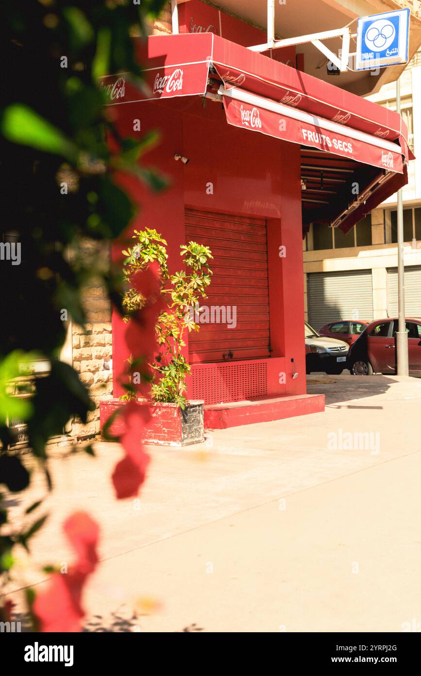 Closed red shop in Morocco, Rabat Stock Photo - Alamy