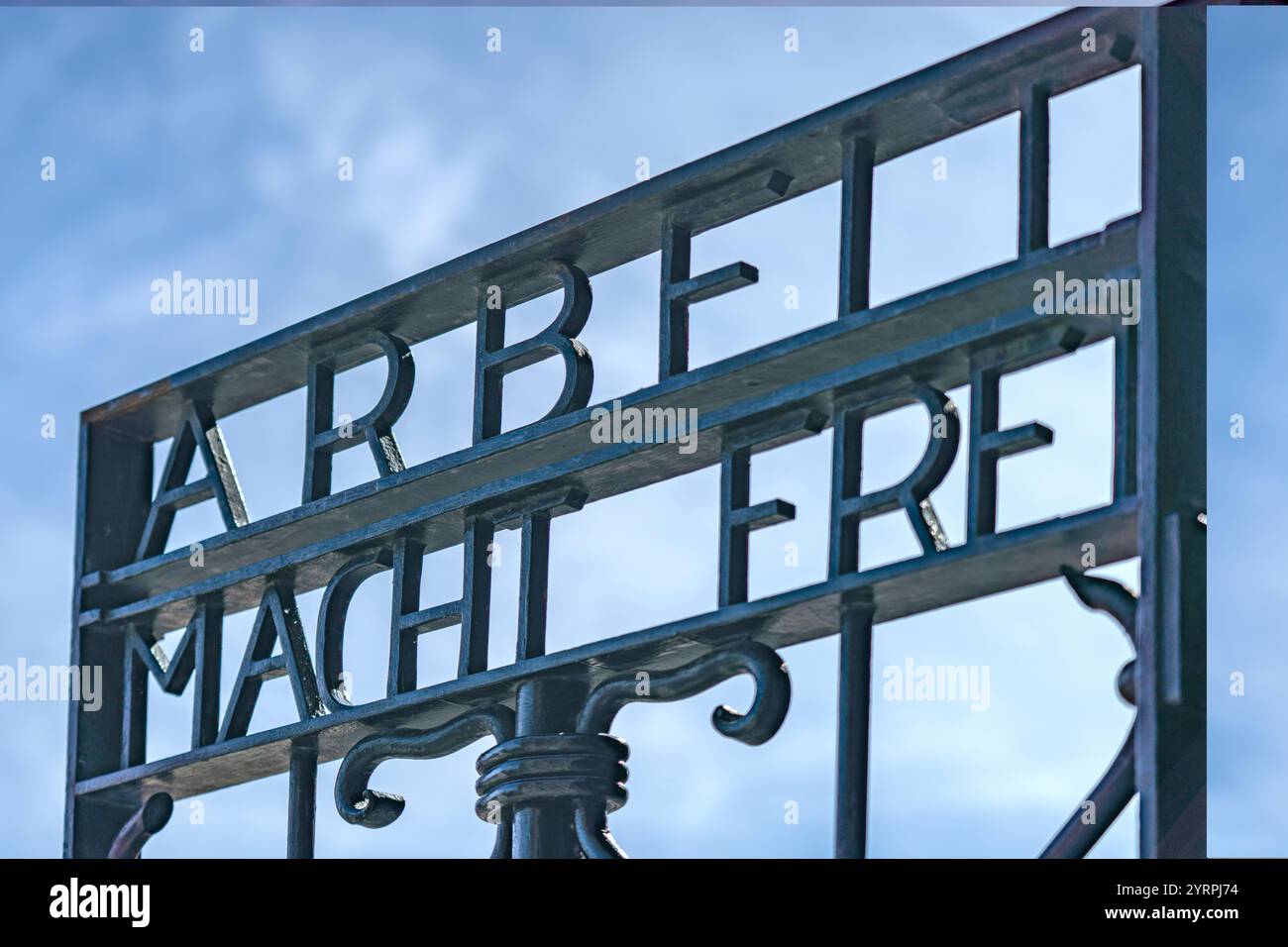 Gate in Dachau concentration camp with the inscription Arbeit macht ...