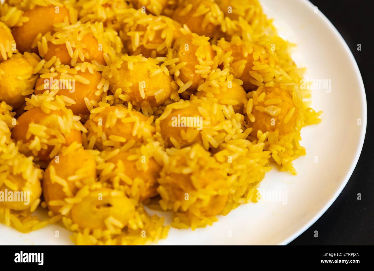 Traditional Brazilian dish chicken with pequi (caryocar brasiliense ...