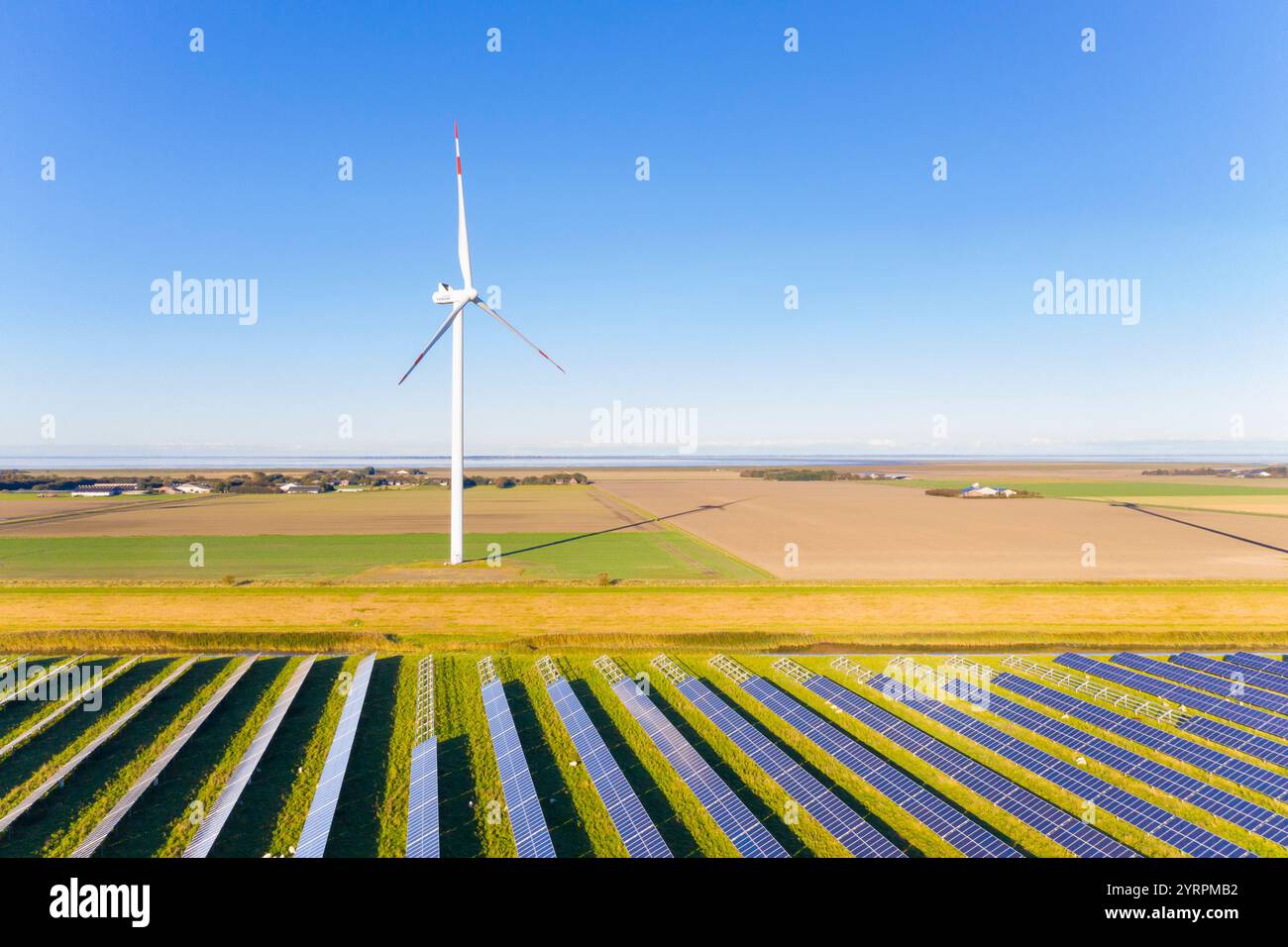Hybrid power plant, wind power and photovoltaic system, North Friesland ...