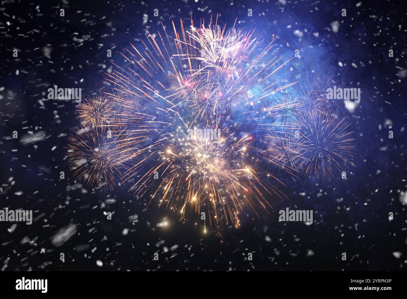 Amazing magical festive golden fireworks on New Year's Eve 2025 in the ...