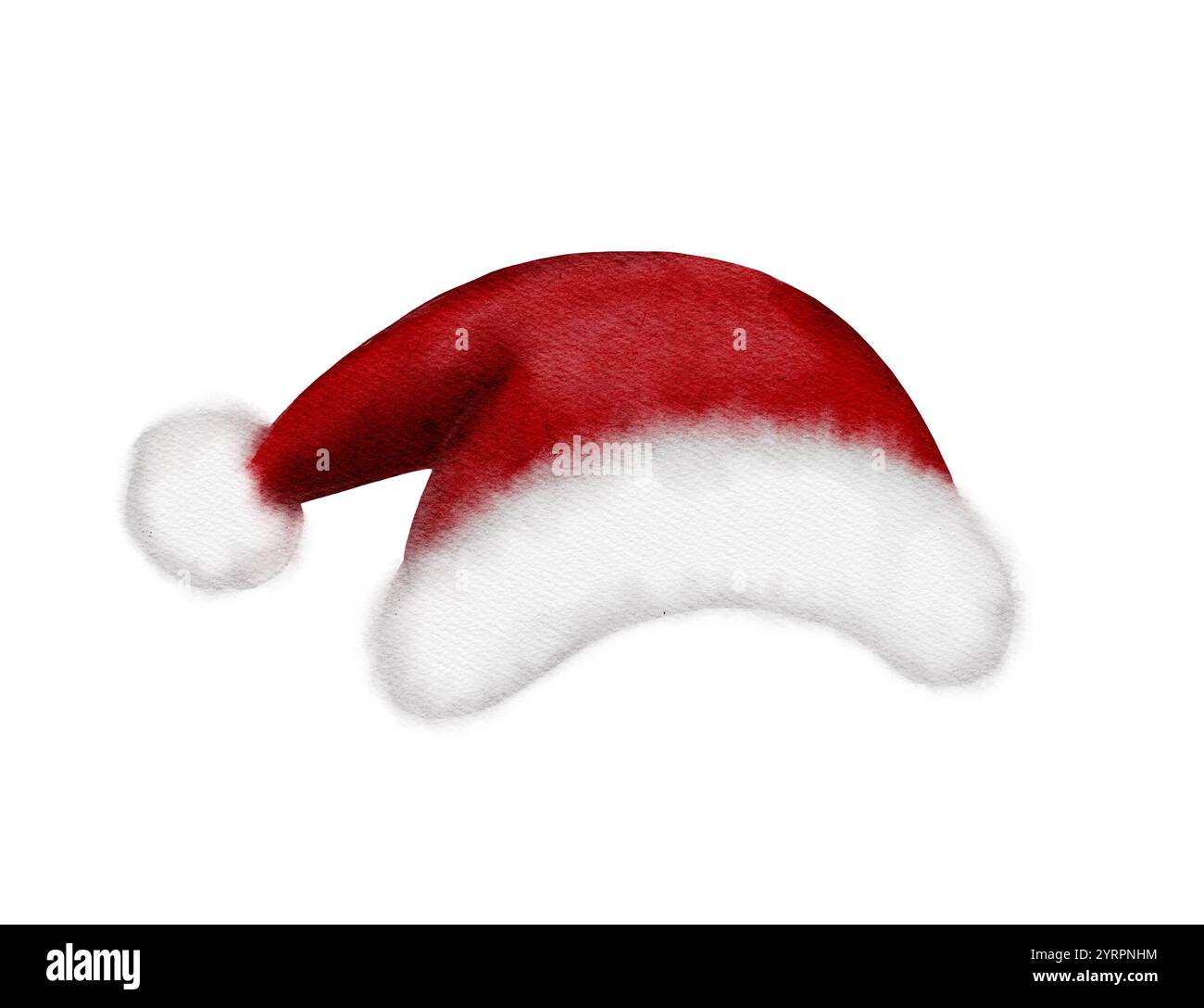 Red Santa Claus Christmas Hat. Watercolor drawing on a whitebackground ...