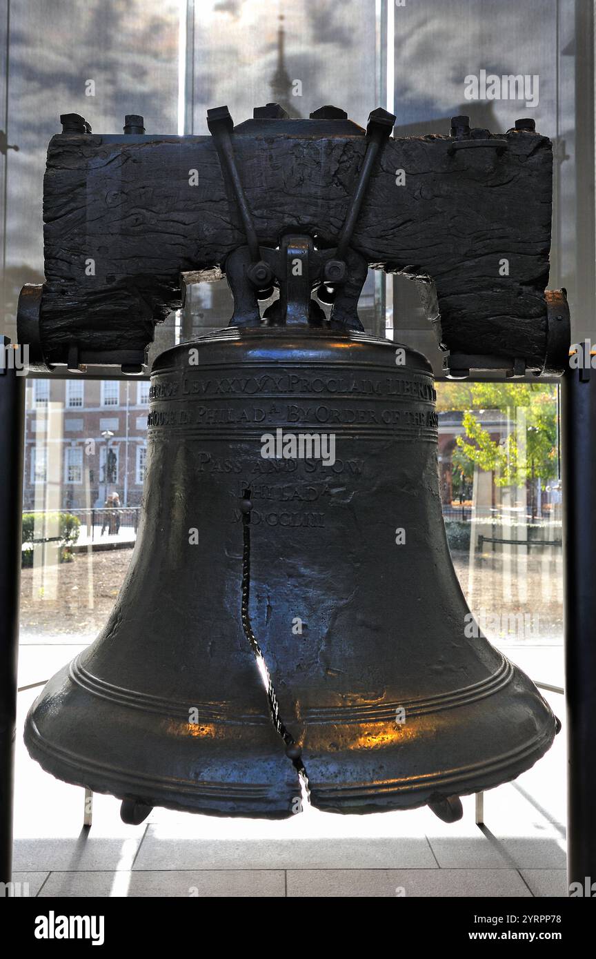 Liberty Bell inside a glass pavillion opposite to the Independence Hall ...