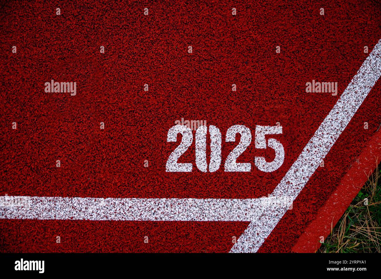Tittle 2025 at red athletics track, sport background and running ...