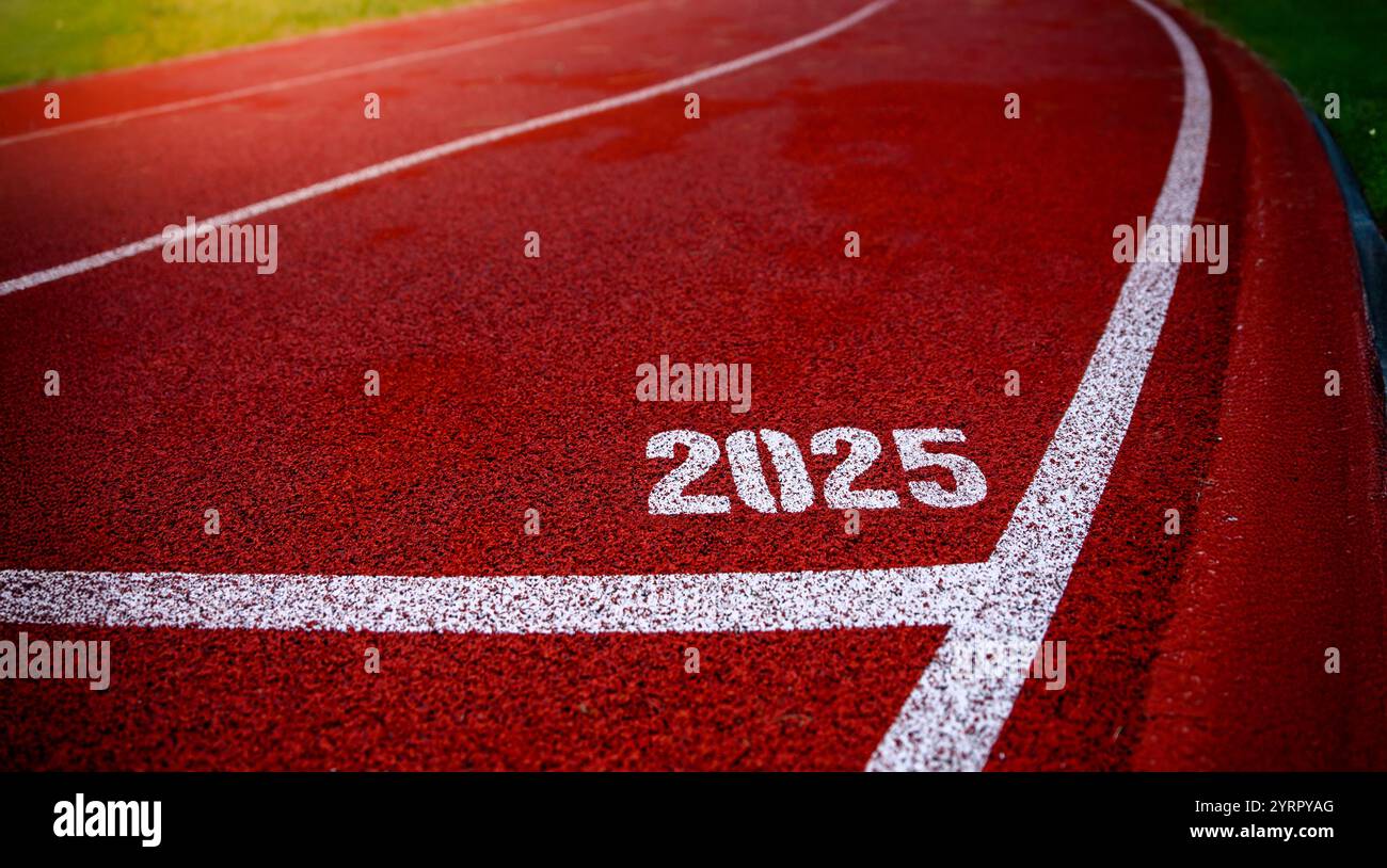 2025 running sport background, Tittle 2025 at red track and field ...