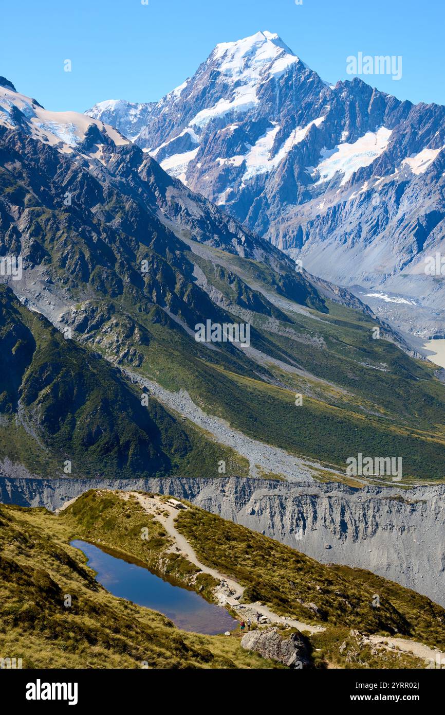Mount Cook, view from the Mueller Hut route, New Zealand South Island ...