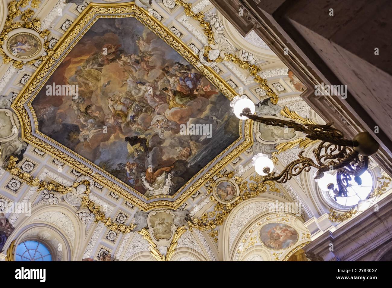 Painting on the Ceiling Above the Grand Staircase Inside the Royal ...