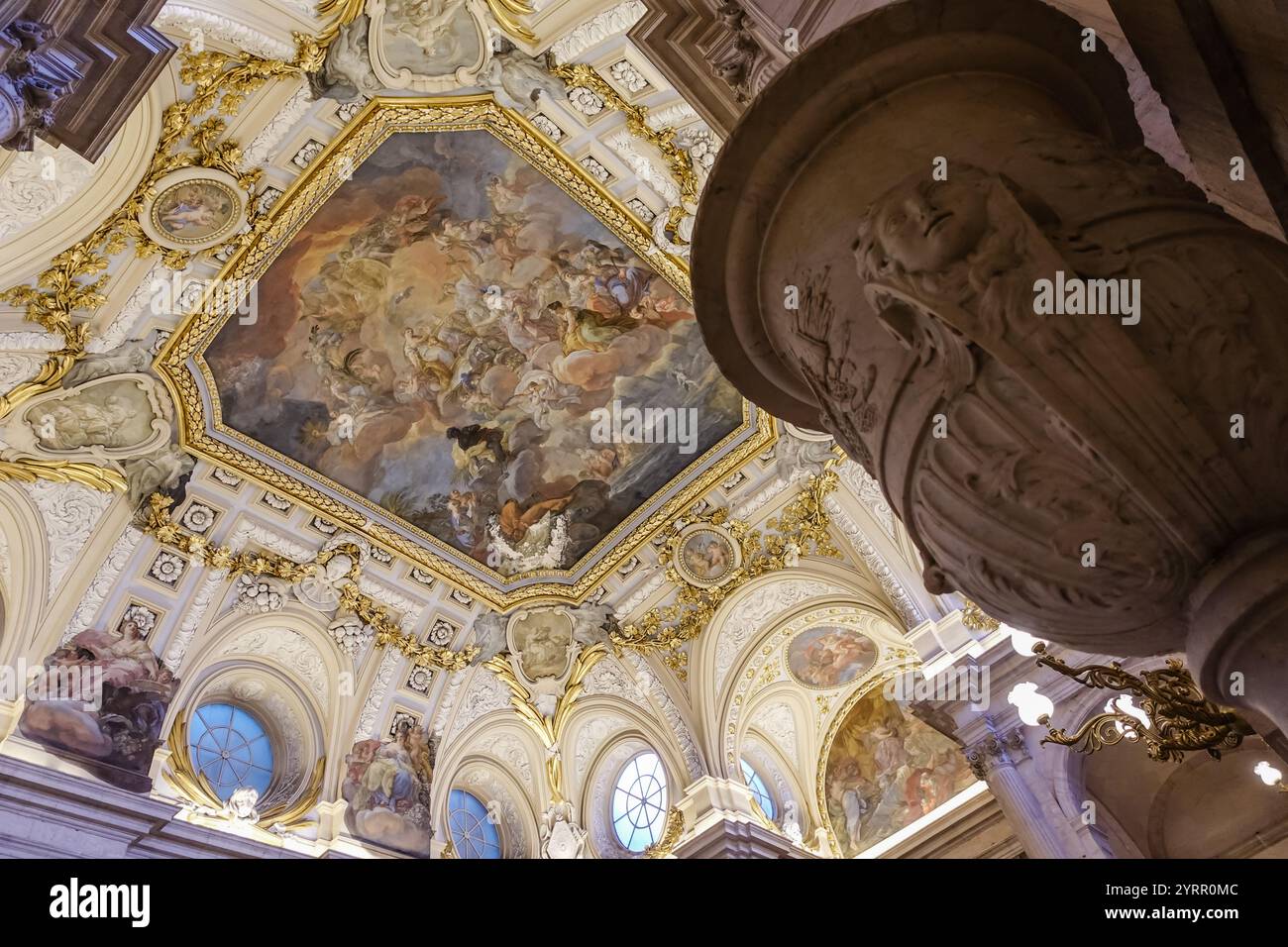Painting on the Ceiling Above the Grand Staircase Inside the Royal ...
