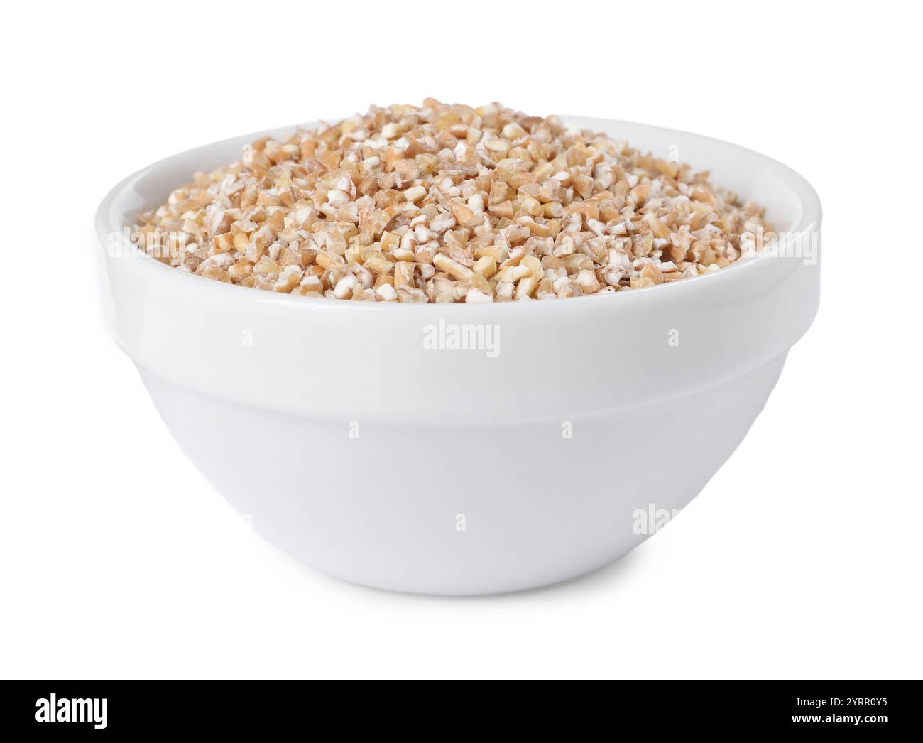 Dry wheat groats in bowl isolated on white Stock Photo - Alamy