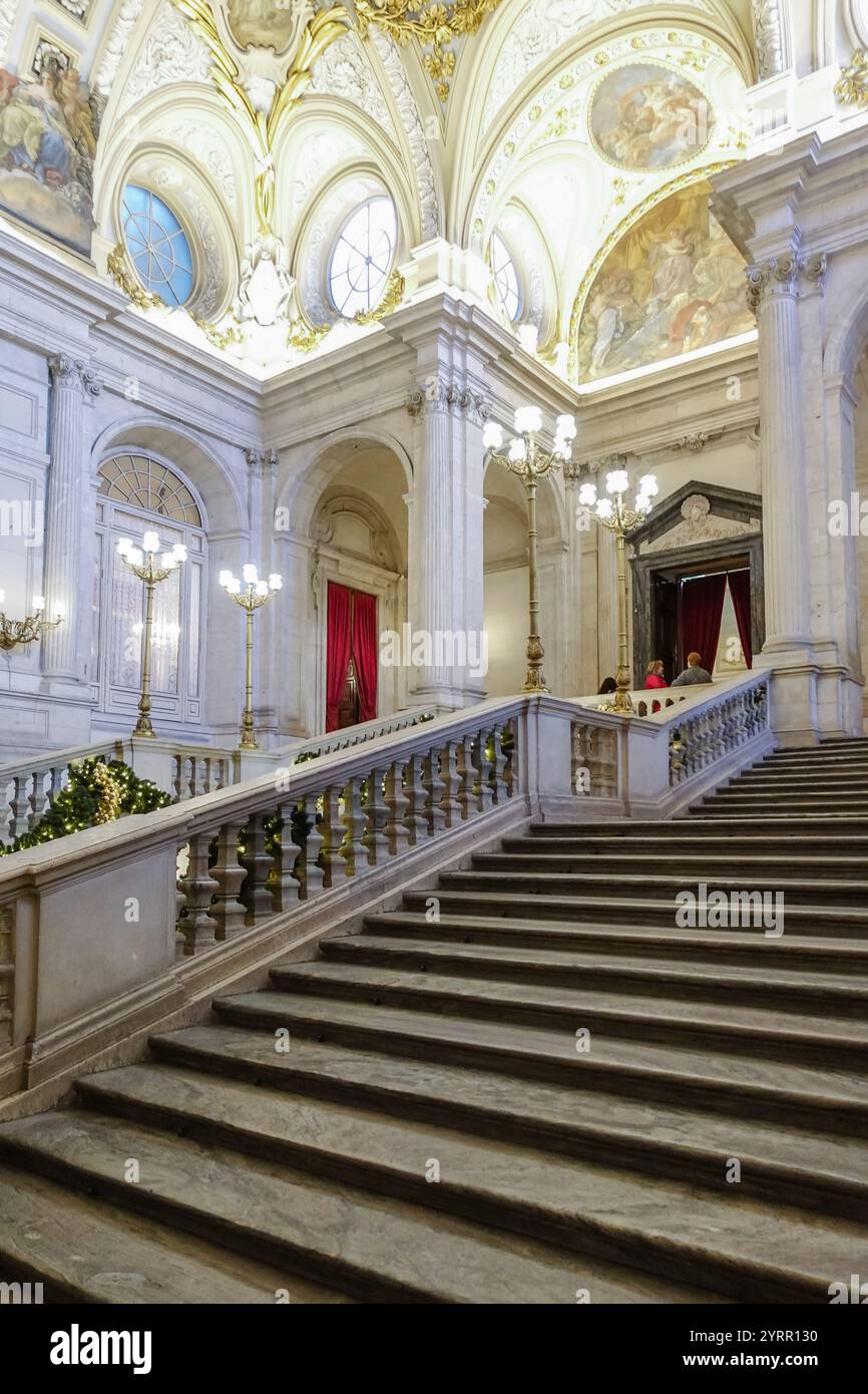 Grand Staircase Inside the Royal Palace of Madrid, Adorned with Marble ...