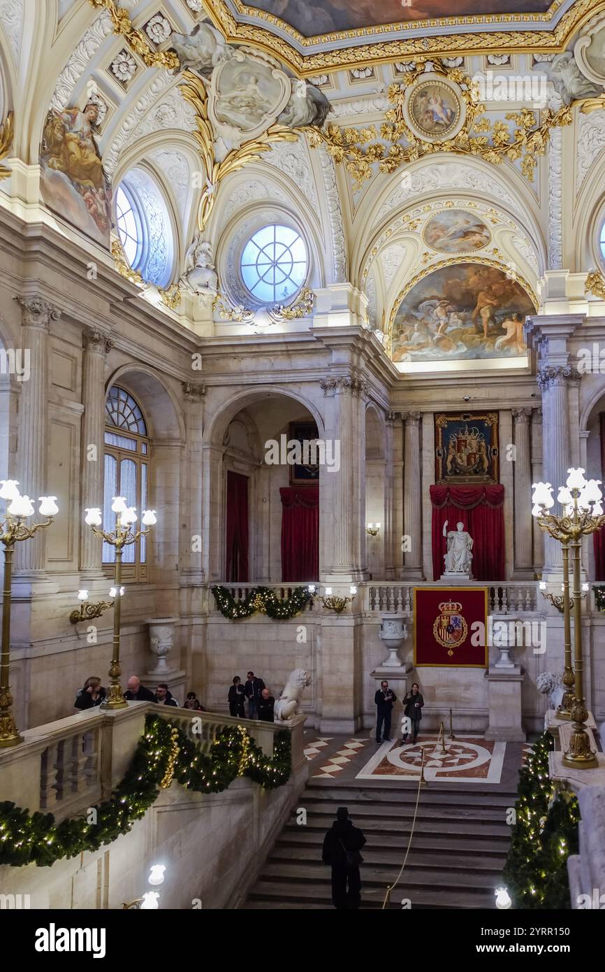 Grand Staircase Inside the Royal Palace of Madrid, Adorned with Marble ...
