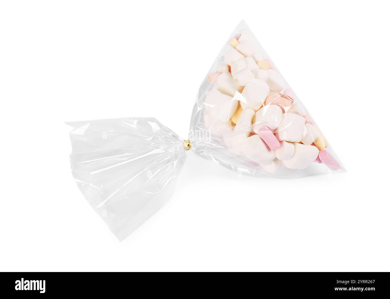Plastic bag with marshmallows isolated on white Stock Photo - Alamy