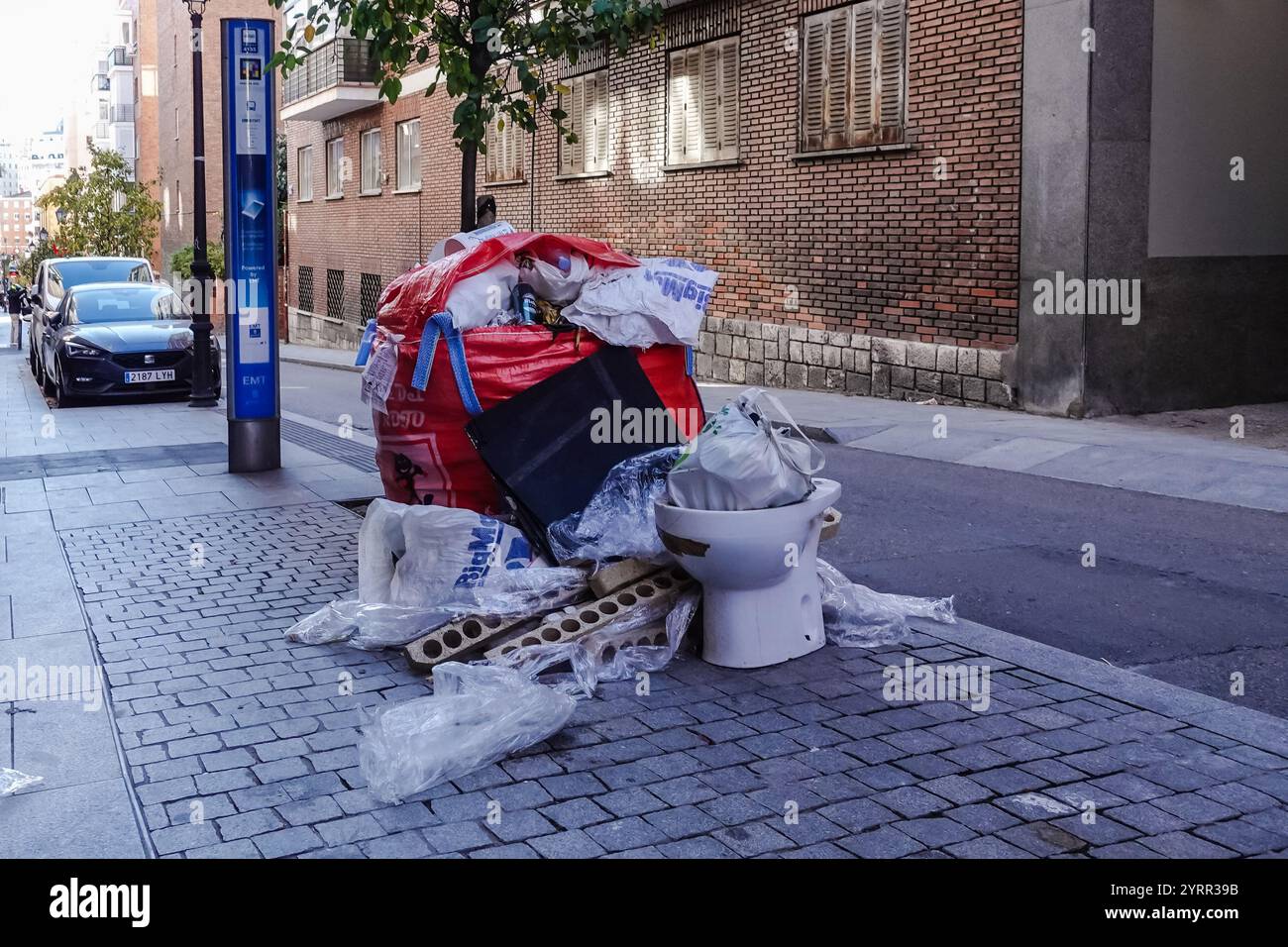 Pile of Garbage on the Street in Madrid, Spain Stock Photo - Alamy