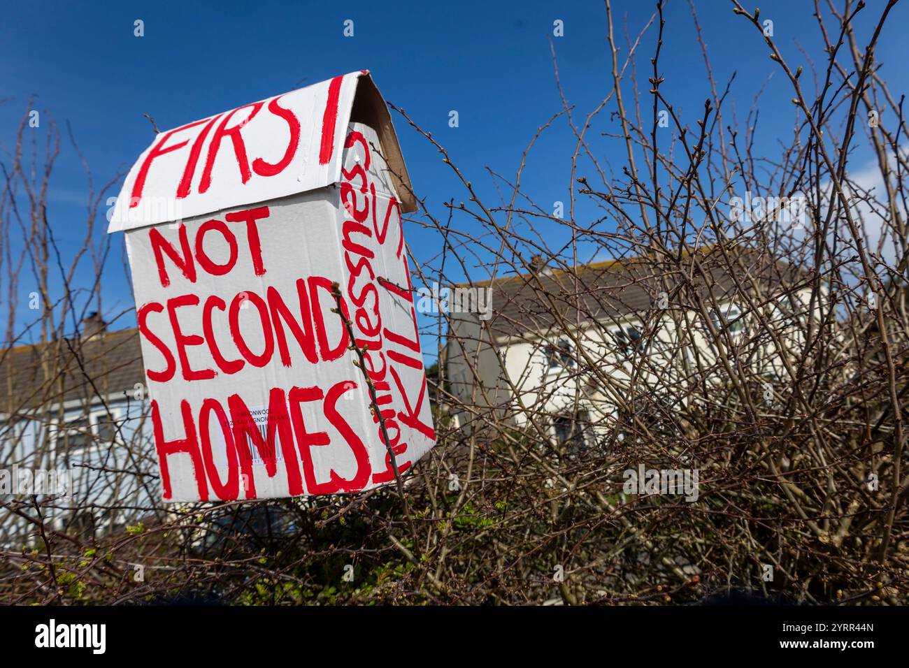 Anti Second Home protest in St Agnes, Cornwall Stock Photo - Alamy