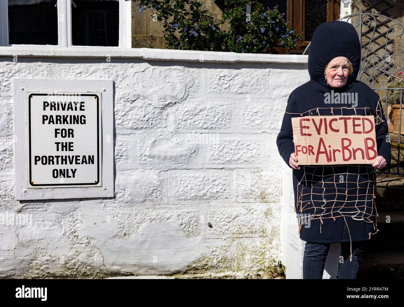 Anti Second Home protest in St Agnes, Cornwall Stock Photo - Alamy