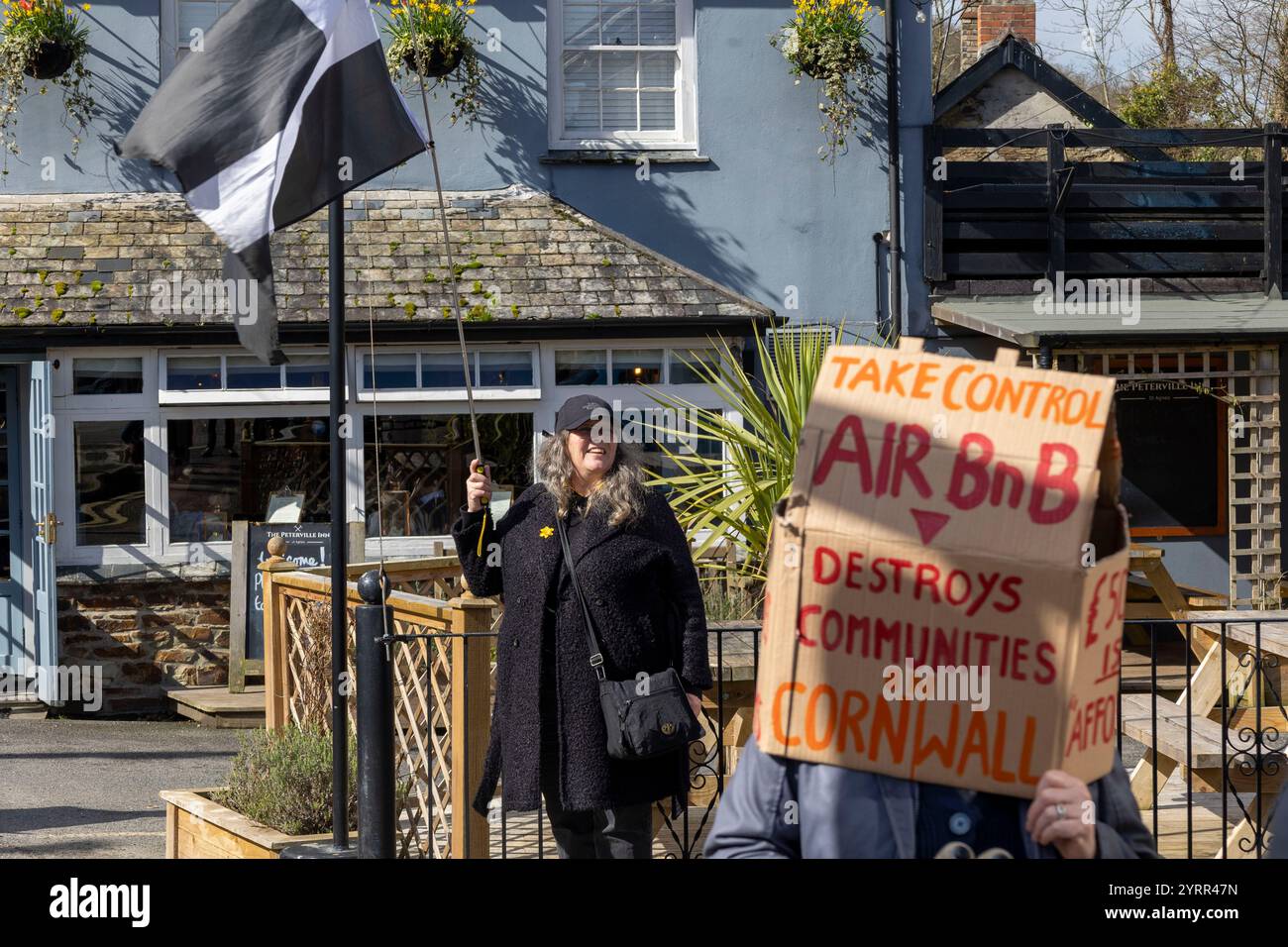 Cornwall second home protest hi-res stock photography and images - Alamy