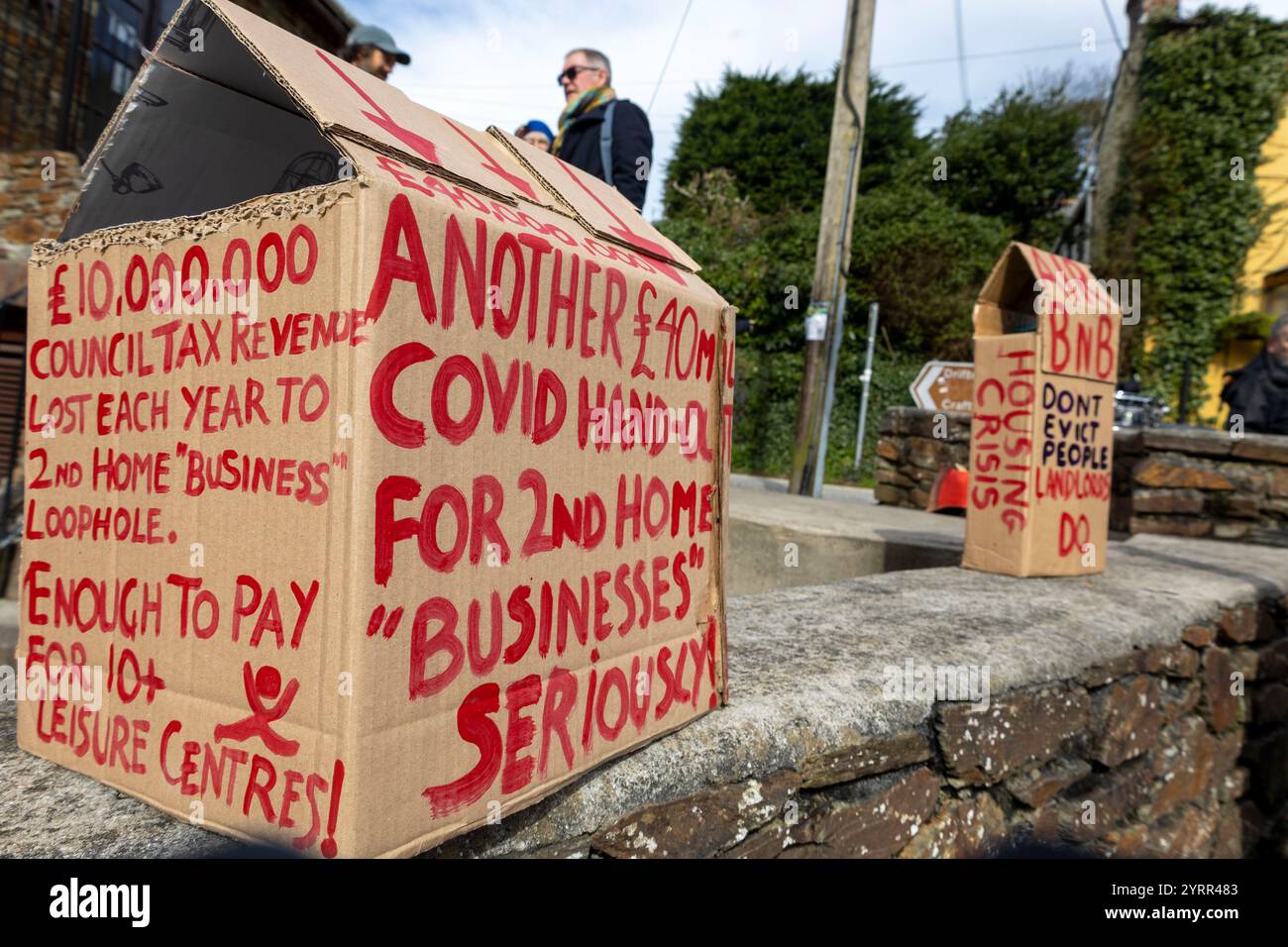 Anti Second Home protest in St Agnes, Cornwall Stock Photo - Alamy