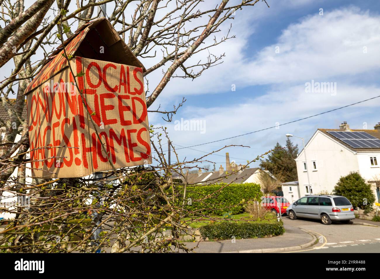 Anti Second Home protest in St Agnes, Cornwall Stock Photo - Alamy