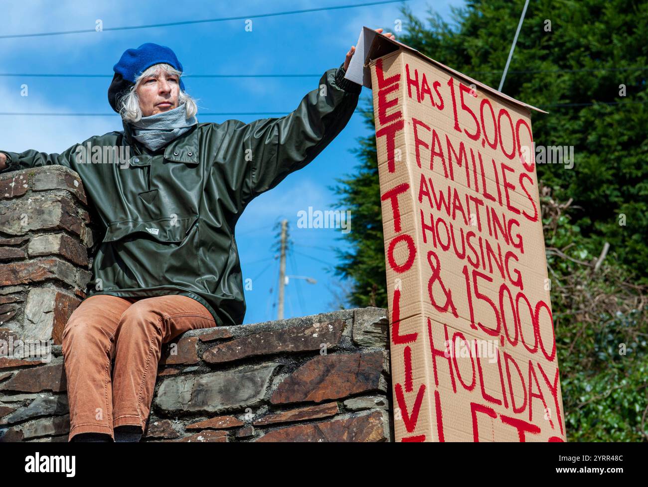 Anti Second Home protest in St Agnes, Cornwall Stock Photo - Alamy