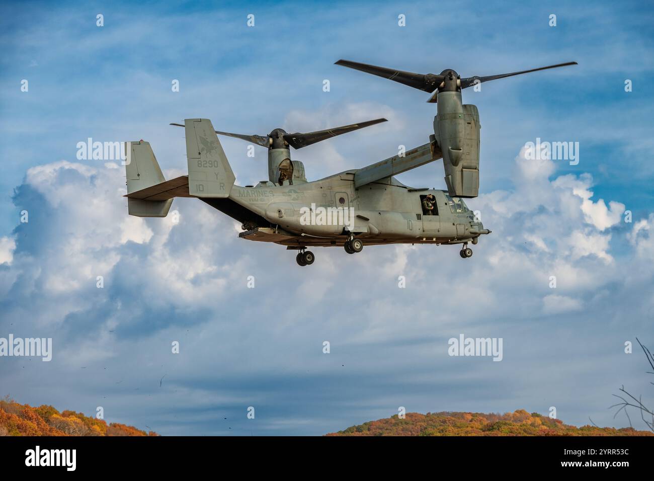 V-22 Ospreys practice take-offs and landings at Young Air Assault Strip ...