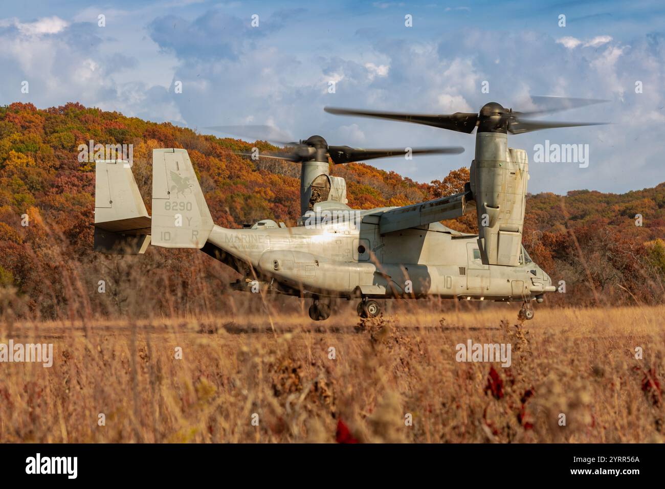 V-22 Ospreys practice take-offs and landings at Young Air Assault Strip ...