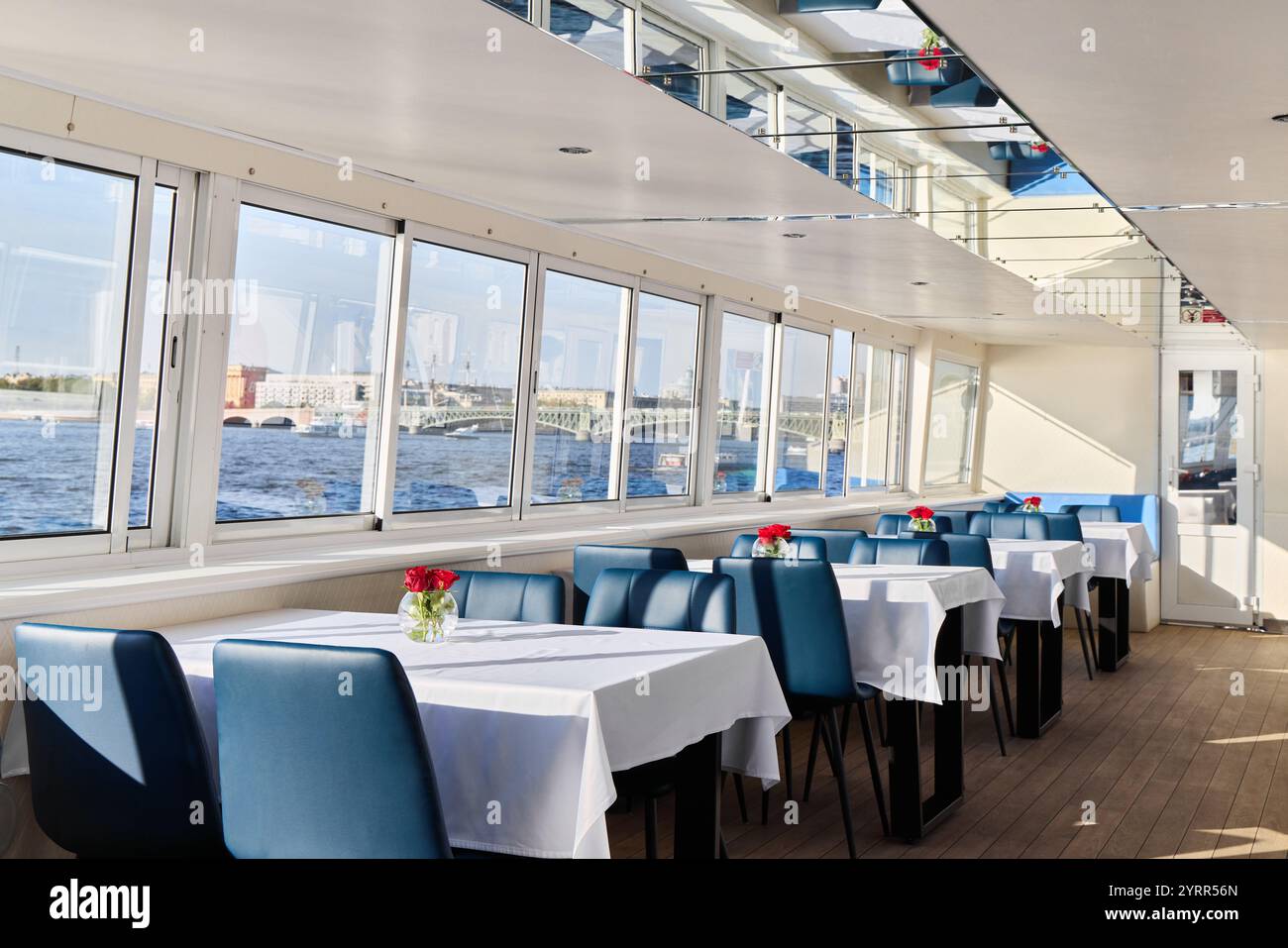 A Modern Boat Restaurants Dining Area offers gourmet food, elegance ...
