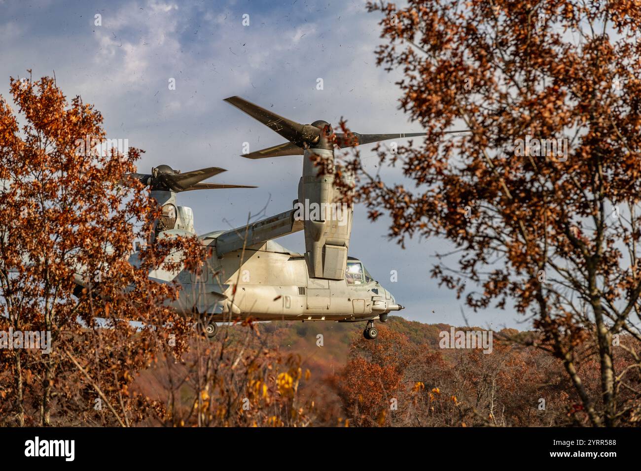 V-22 Ospreys practice take-offs and landings at Young Air Assault Strip ...