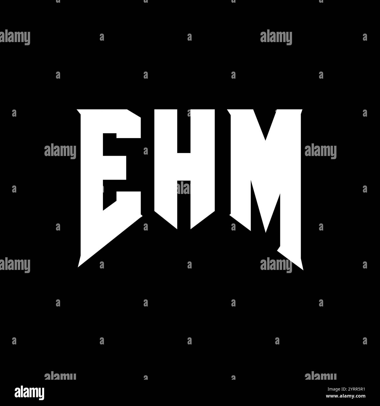 EHM letter logo design for technology company. EHM logo design black and white color combination ...