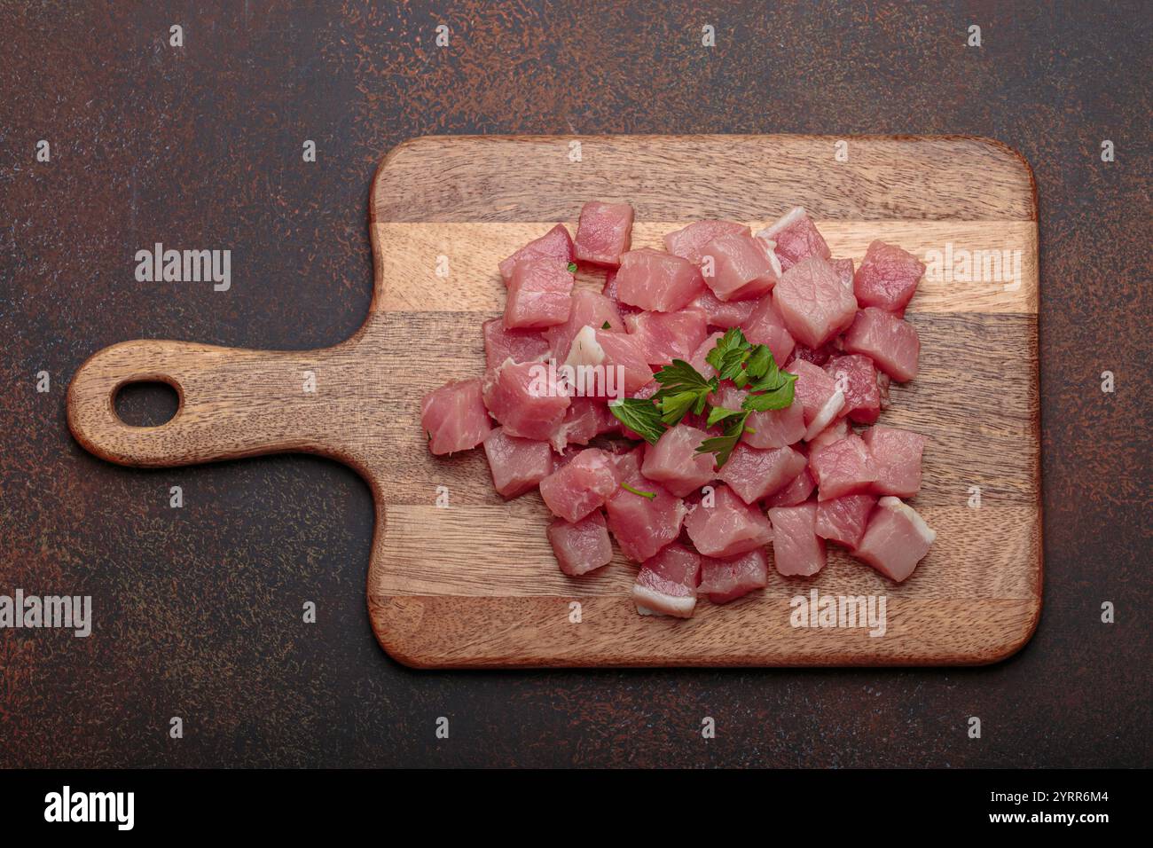 Raw pork meat cut cubes hi-res stock photography and images - Alamy