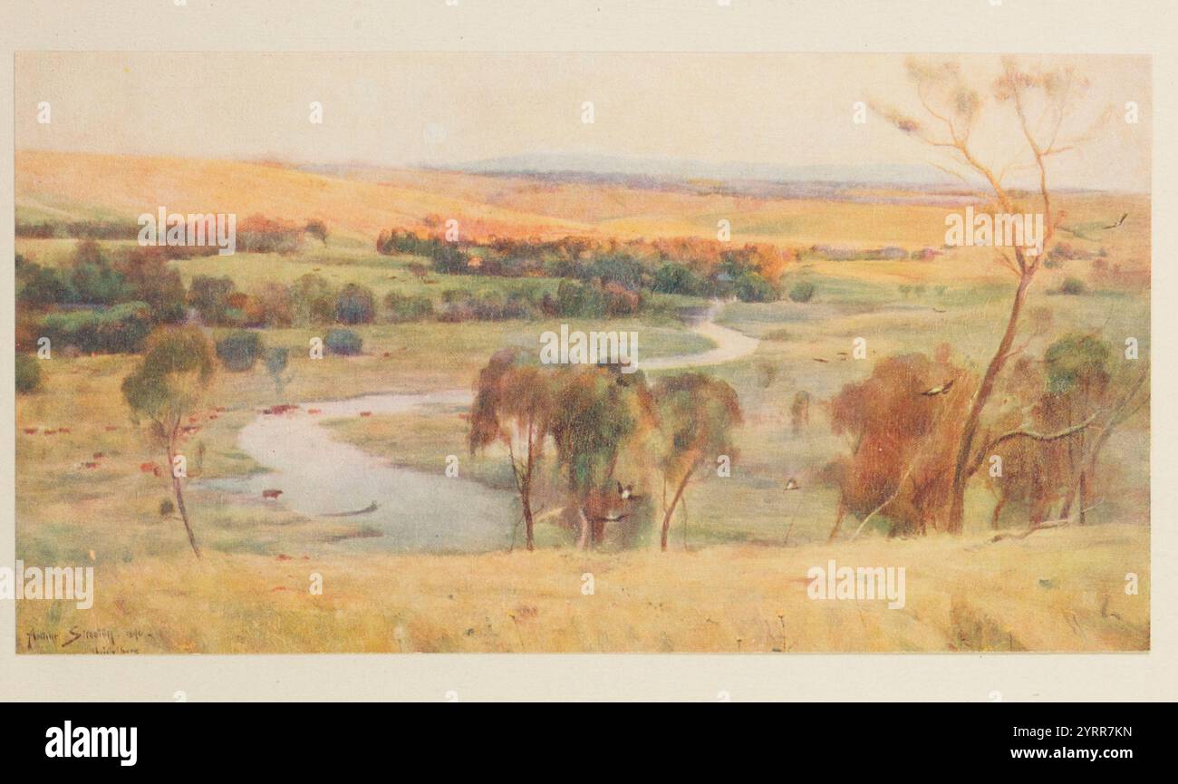 Still Glides the Stream and Shall for ever Glide. Vintage artwork by Australian Painter Arthur ...