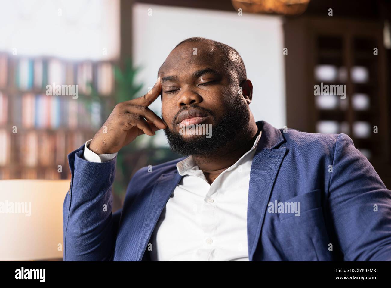 African american secret agent deals with burnout and frustration after ...