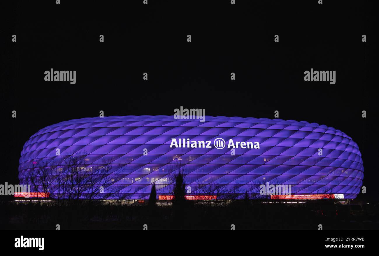 Allianz Arena illuminated violet purple in honour of International Day ...