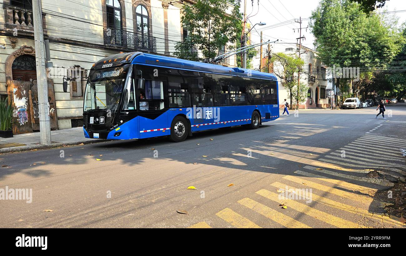 Mexico City, Mexico - May 9 2024: The CDMX Trolleybus is an electric ...