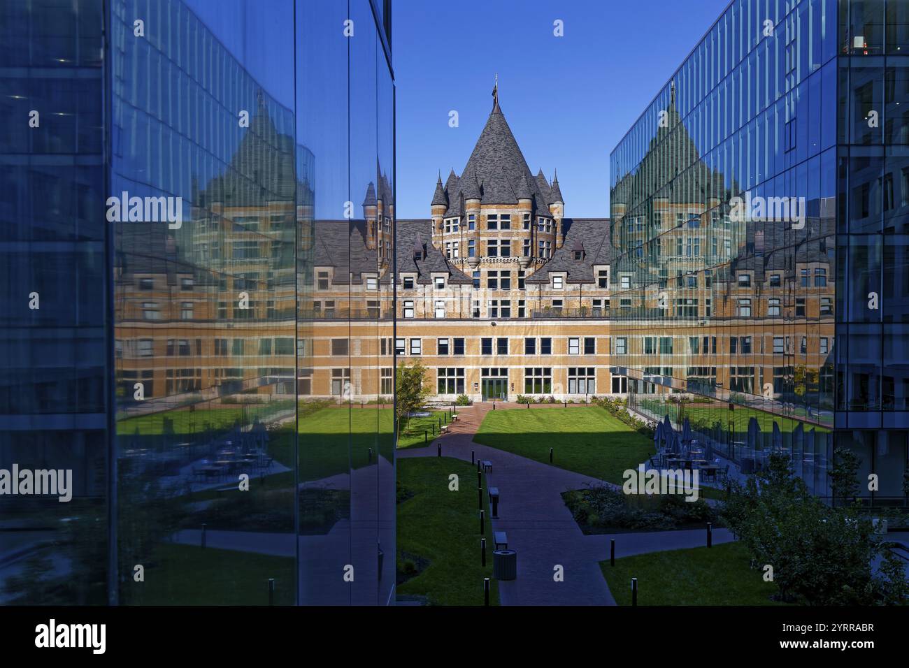 Architecture, former Viger Train Station between modern buildings ...
