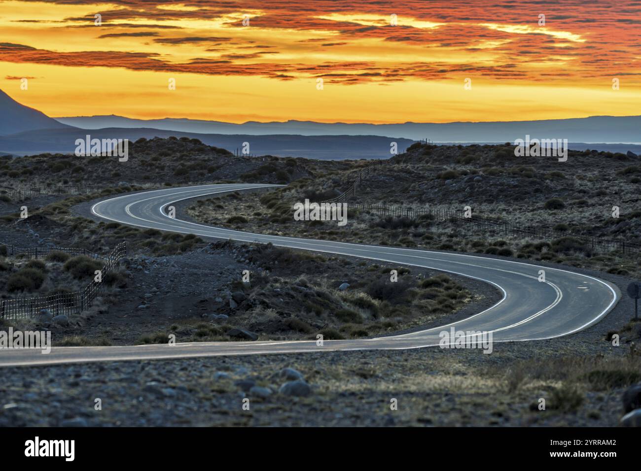 The Ruta Provincial 23 (RP23) road in the morning light near Los ...