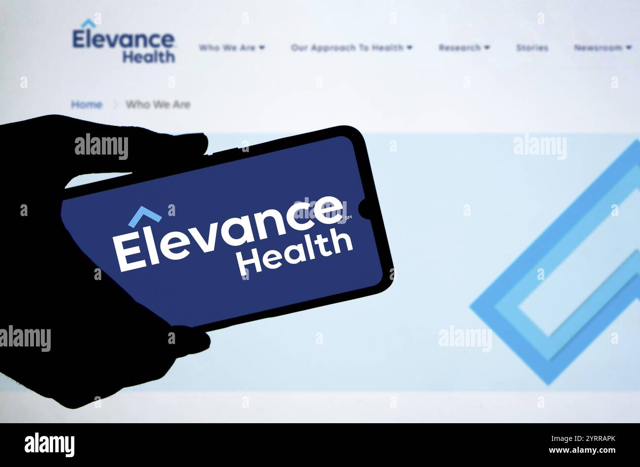 The Elevance Health logo is displayed on a smartphone screen Stock ...