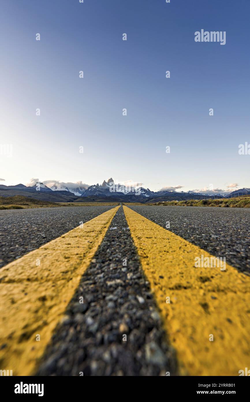 The Ruta Provincial 23 (RP23) road with Mount Fitz Roy in the morning ...