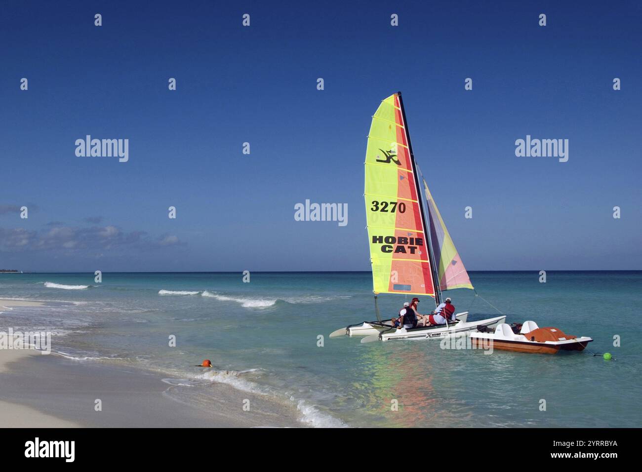 Cuba, Caribbean, Varadero, catamaran on the beach, tourism, sailing ...
