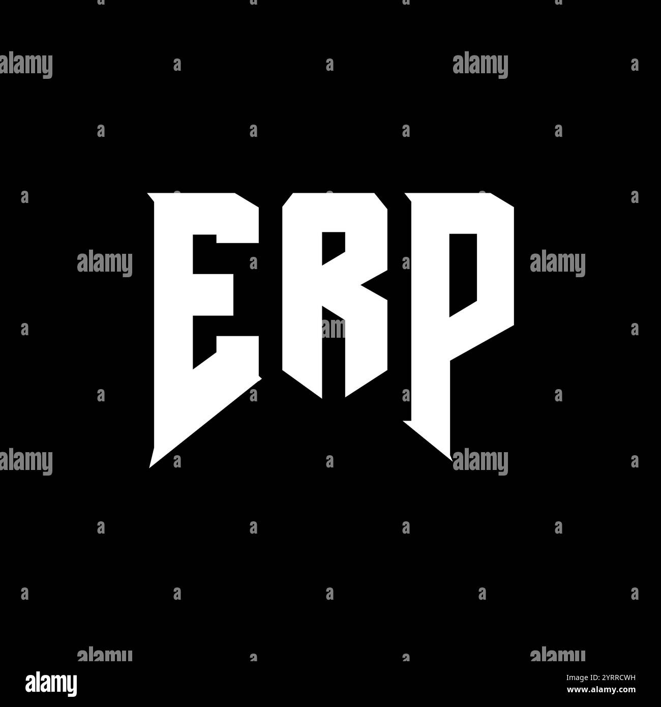 ERP letter logo design for technology company. ERP logo design black and white color combination ...