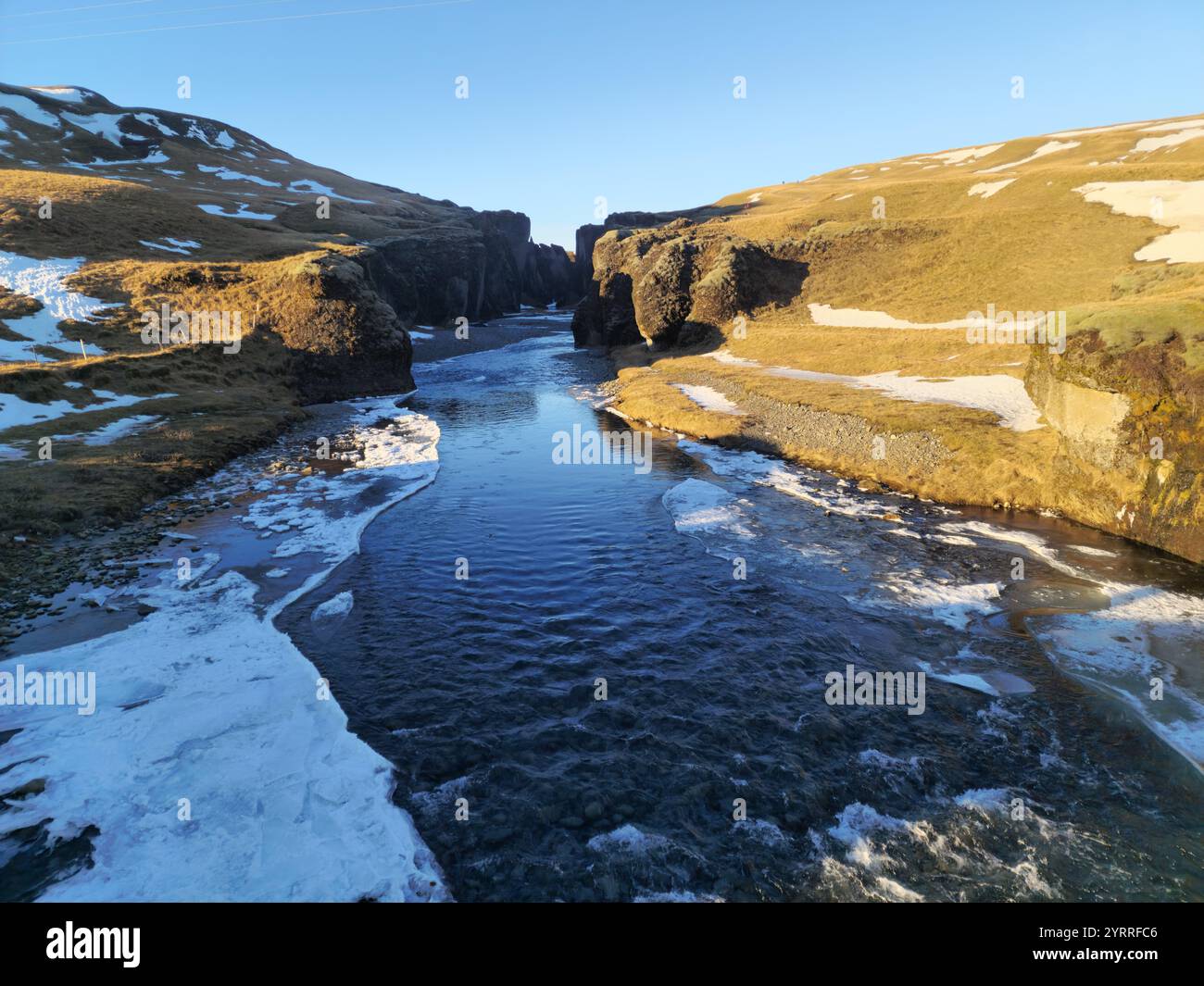 Spectacular iceland natural valley with massive rocky hillsides ...