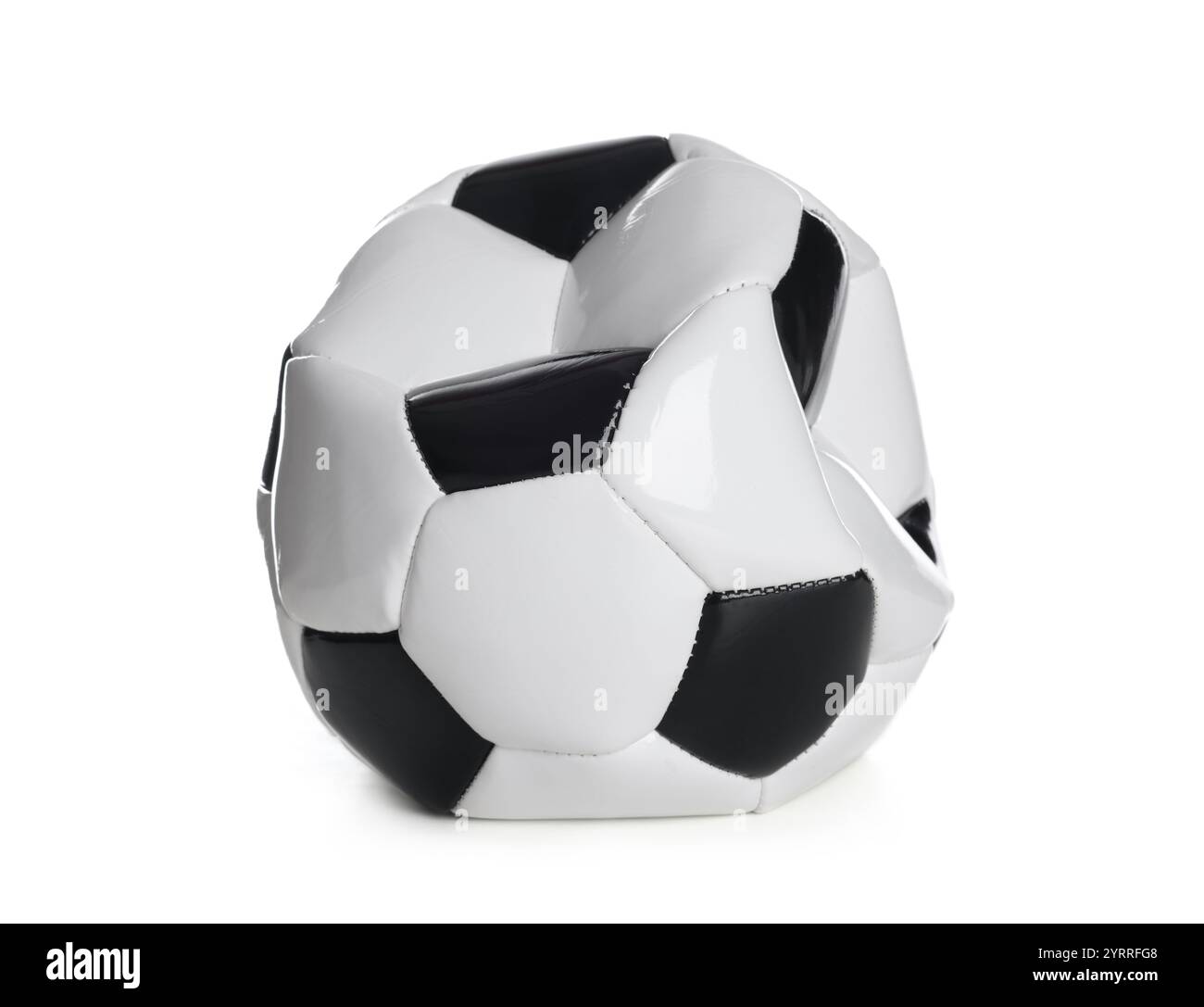 One deflated soccer ball isolated on white Stock Photo - Alamy