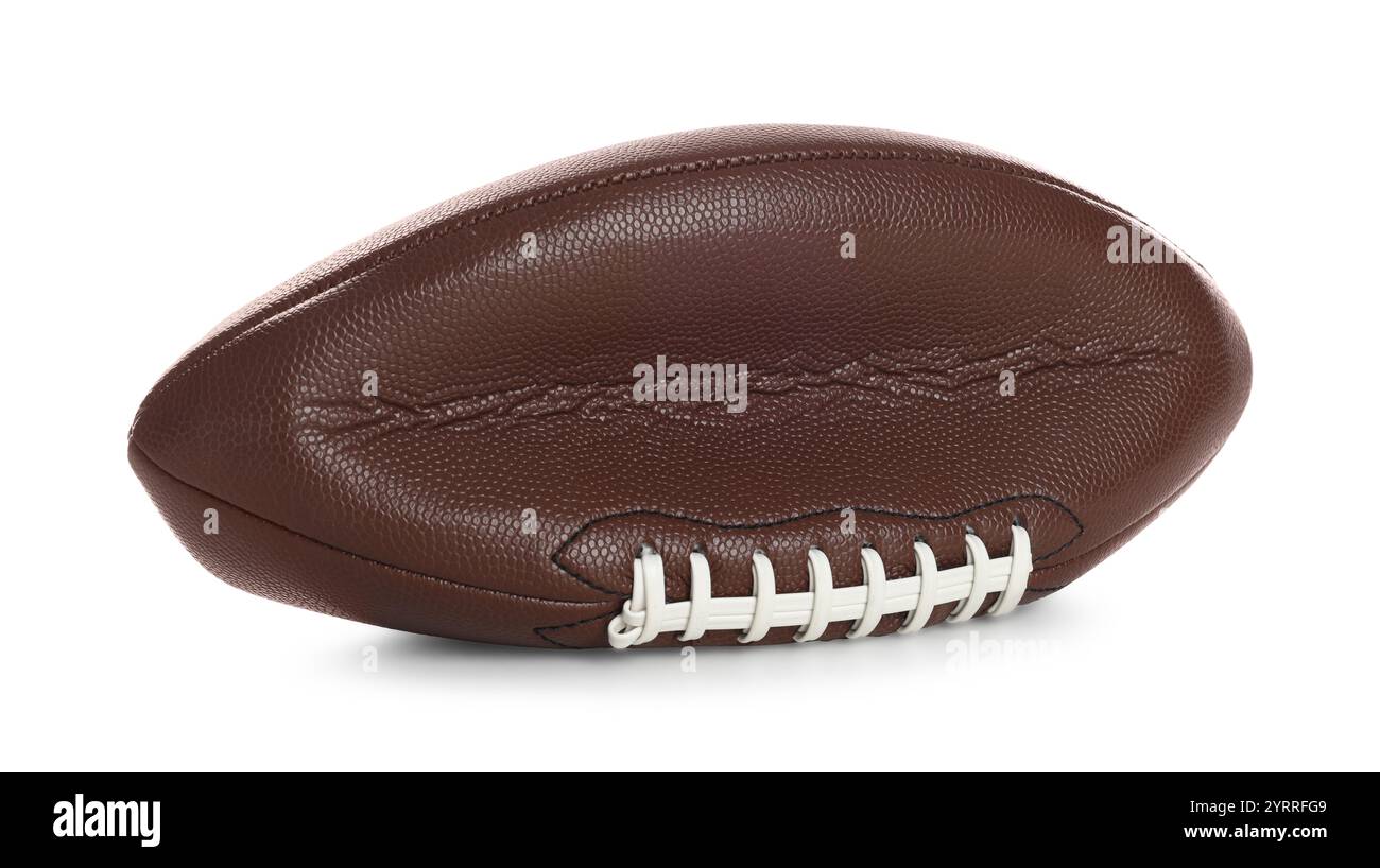 One deflated American football ball isolated on white Stock Photo - Alamy