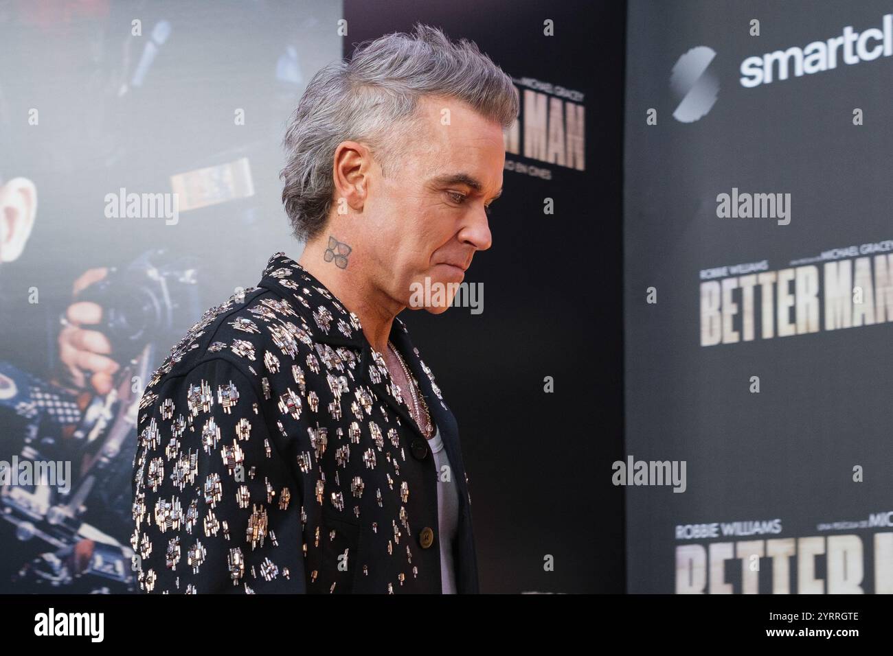 Singer Robbie Williams attends the 'Better Man' premiere at the Capitol ...